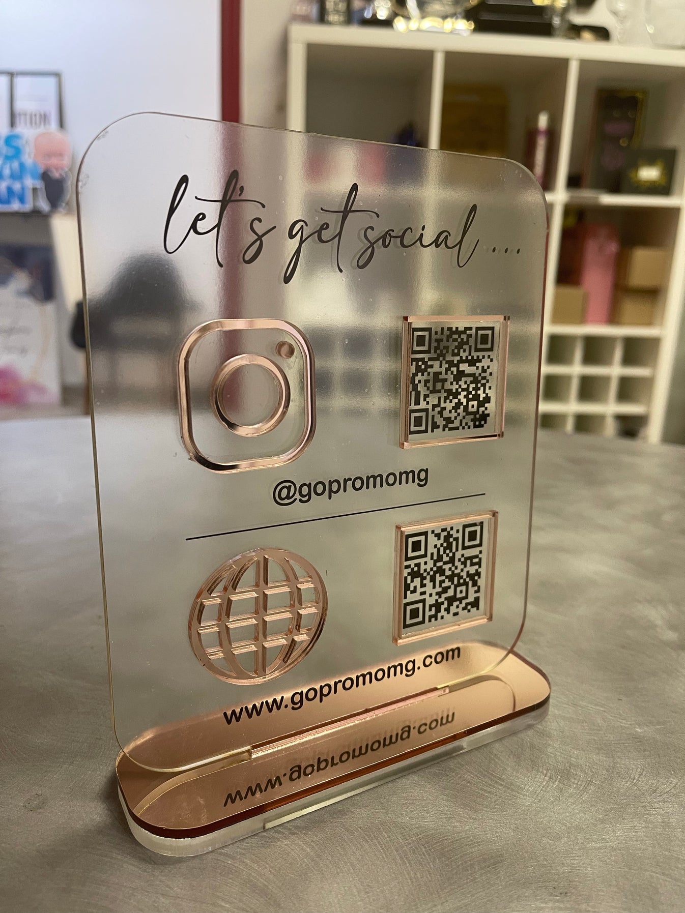 Social Media Acrylic Standee – GoPromoMG
